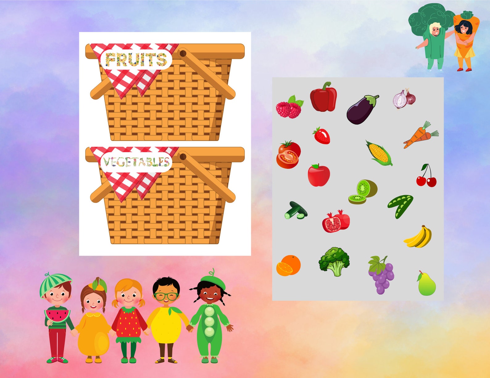 Fruits and Vegetables Sort, Fruits and Vegetables Match,homeschool ...