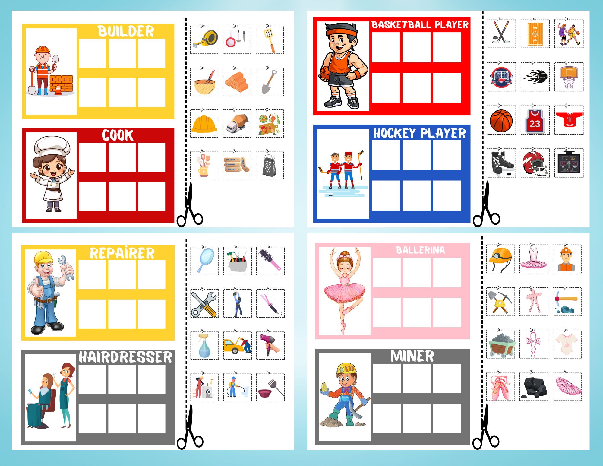 Community Helpers Preschool Sorting Mats. Professions Printable ...