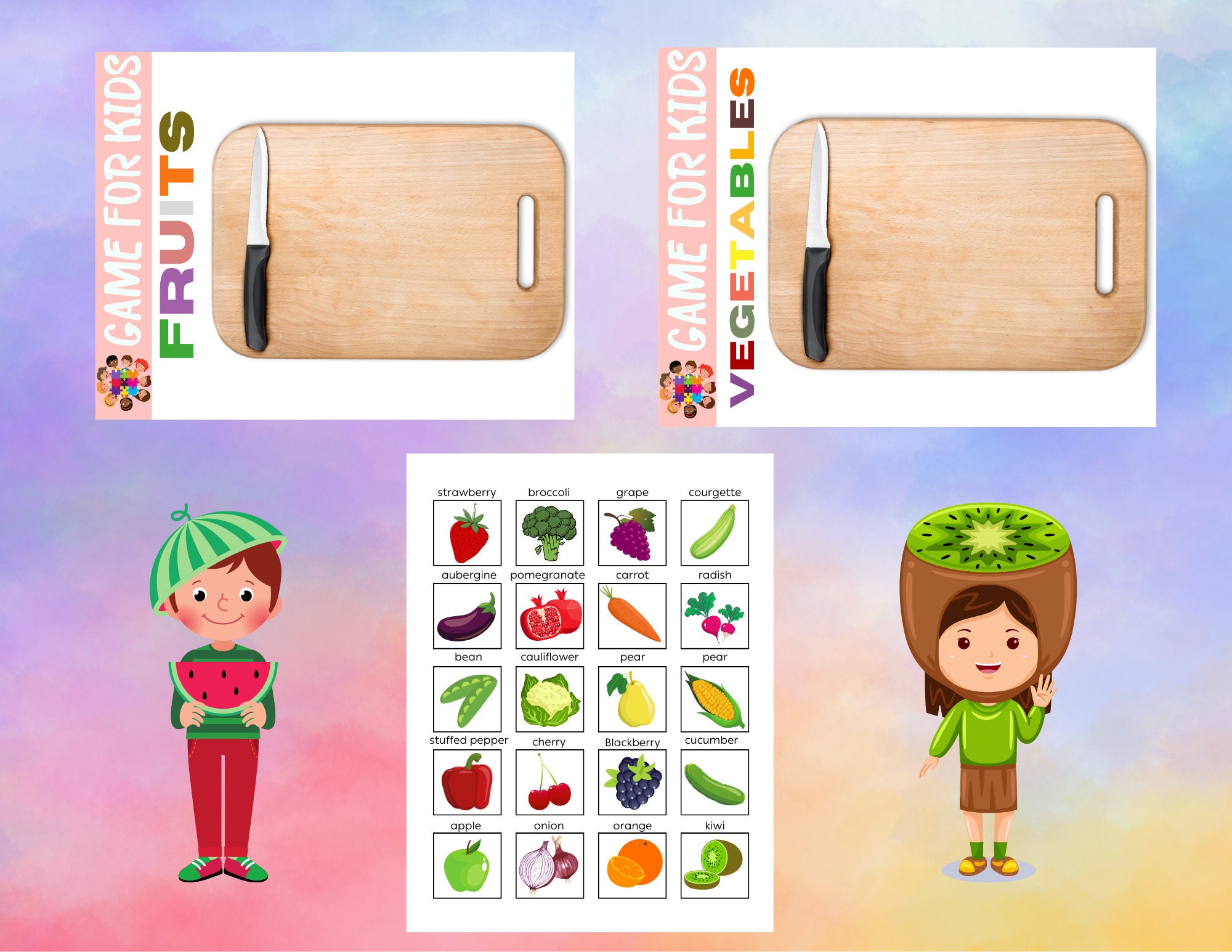 Fruits and Vegetables Sort, Fruits and Vegetables Match,homeschool ...