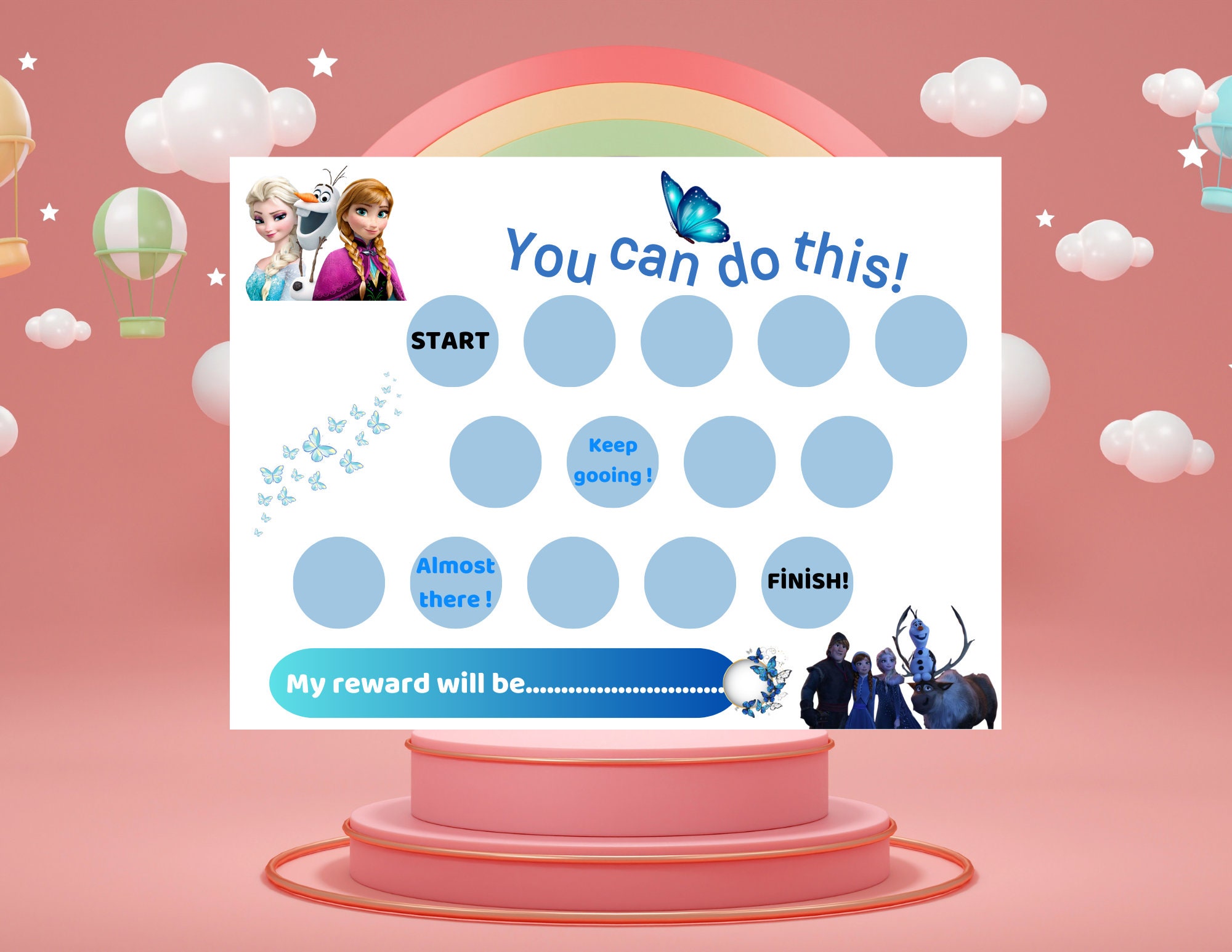 Printable Frozen Reward Chart, Girls Sticker Chart, Instant Download ...