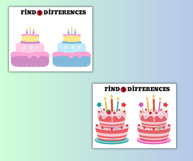 Search and Find Cake Activity Printable -5 Pages I Spy Game for Kids ...