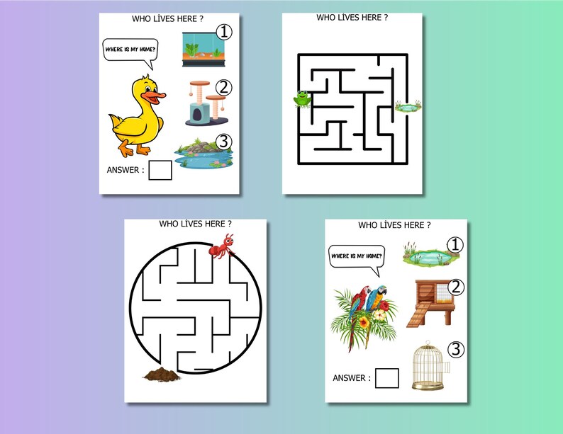 Animals and Homes Matching Activity,learning and School,who Lives ...