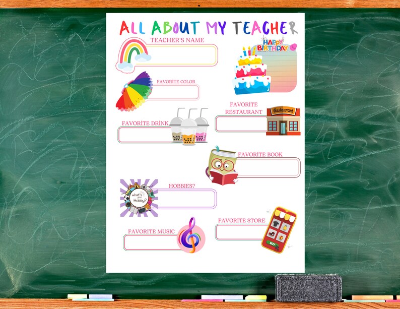 All About My Teacher Survey, Back to School Teacher Questionnaire ...