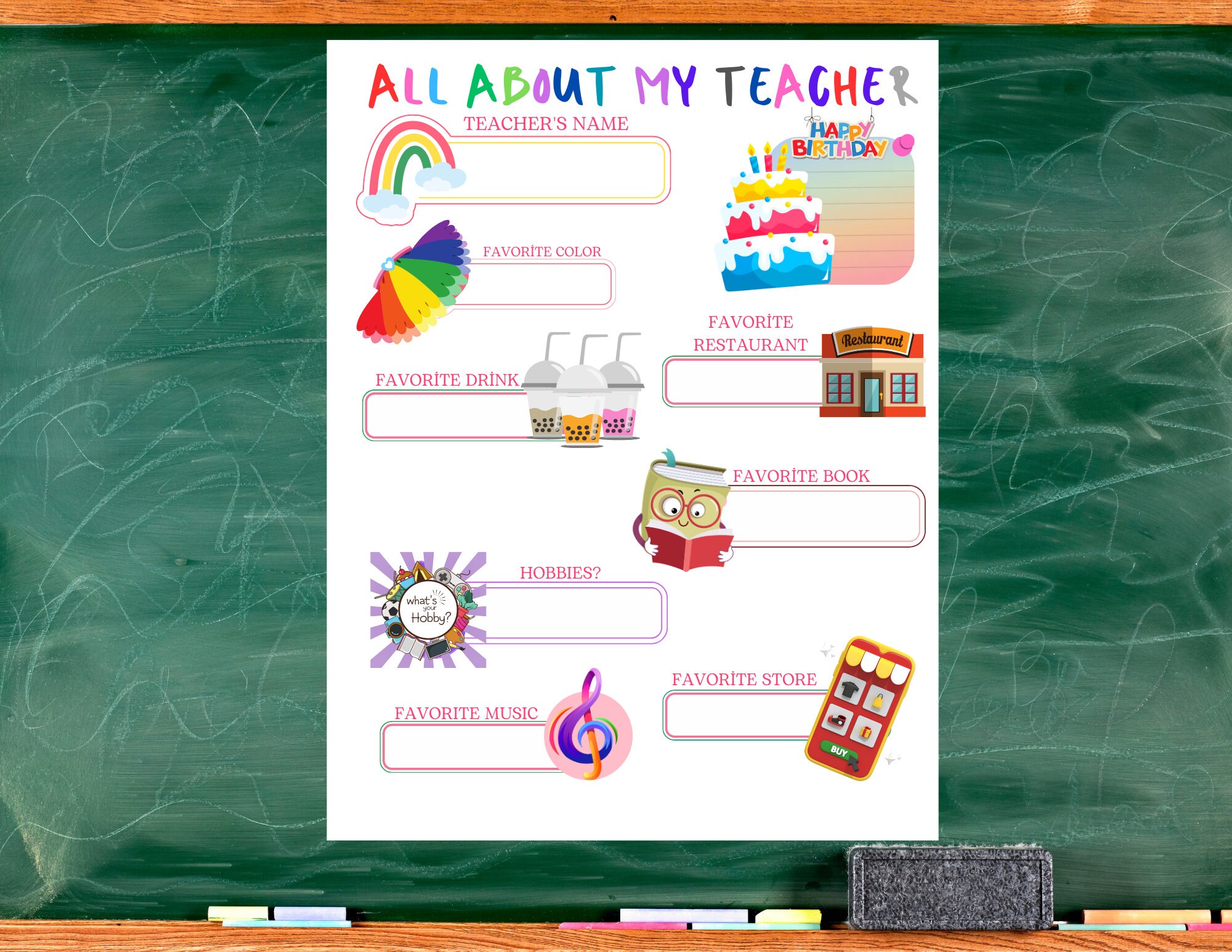 All About My Teacher Survey, Back to School Teacher Questionnaire ...