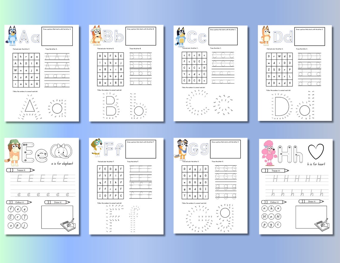 Bluey Busy Book,alphabet Busy Book,bluey Activity Book,bluey Activity ...