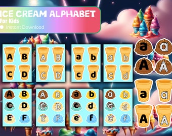 Ice Cream Alphabet mixed Case, Learn 26 Uppercase & Lowercase Letters ...