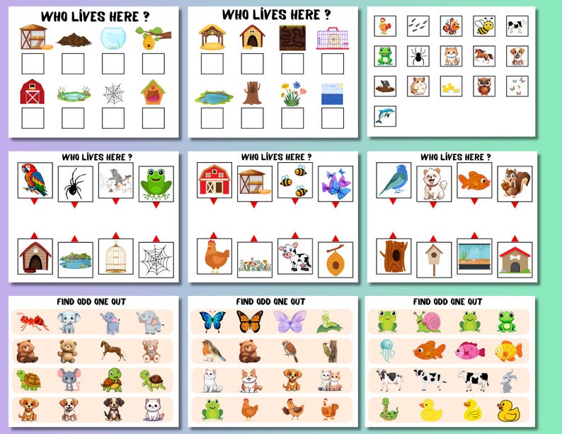 Animals and Homes Matching Activity, Who Lives Here Associations ...