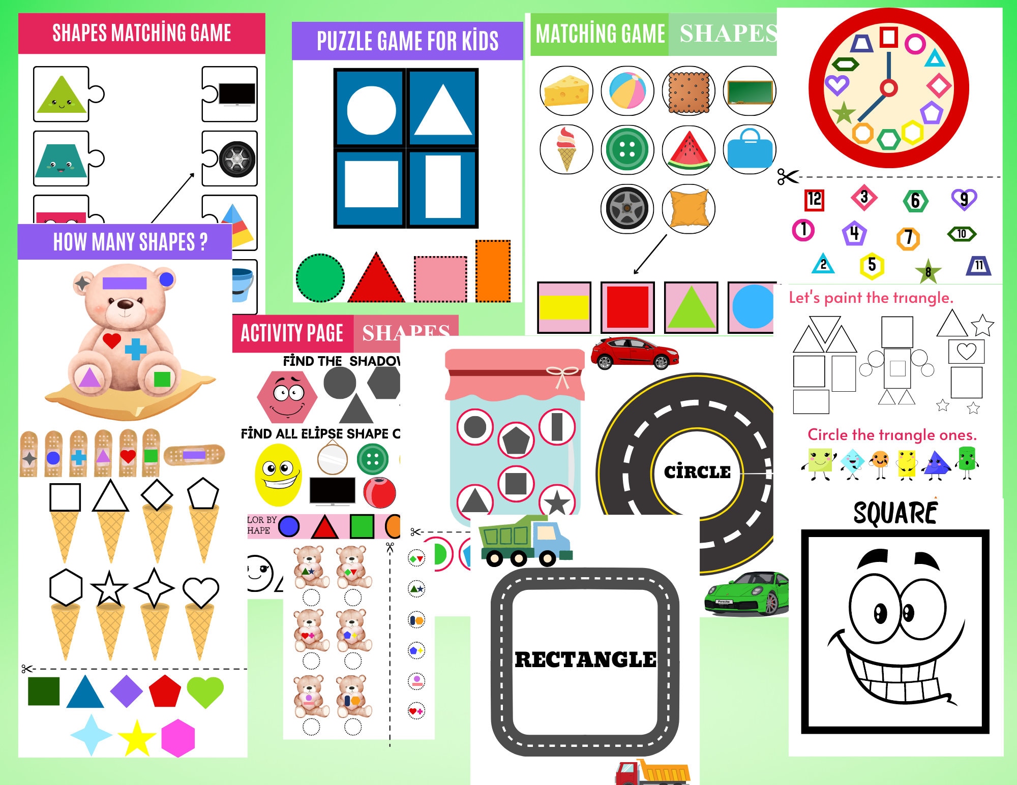 Geometric Shapes,shape Recognition,learning Geometry,shape Workbook ...