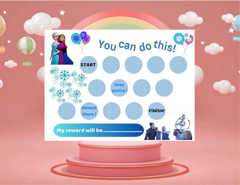 Printable Frozen Reward Chart, Girls Sticker Chart, Instant Download ...