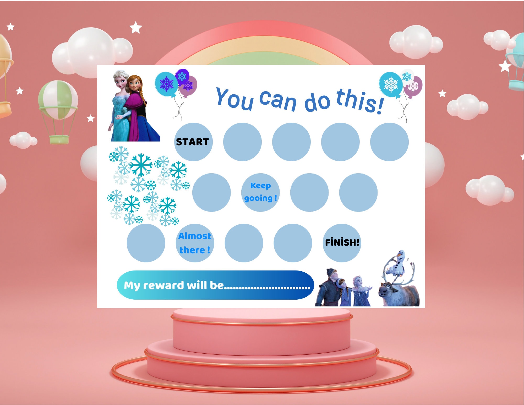Printable Frozen Reward Chart, Girls Sticker Chart, Instant Download ...