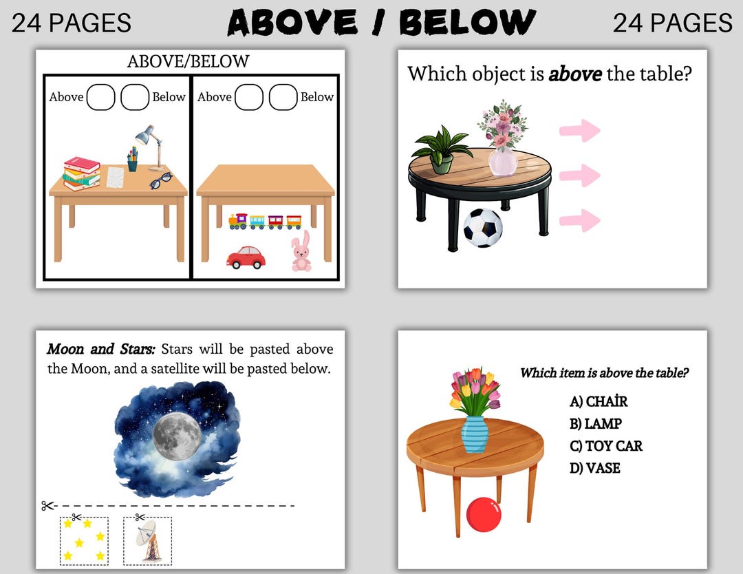 Above / Below ,preschool Worksheets,kindergarten Activities,homeschool ...