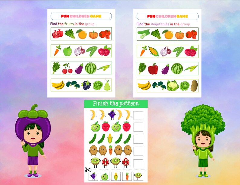 Fruits and Vegetables Sort, Fruits and Vegetables Match,homeschool ...