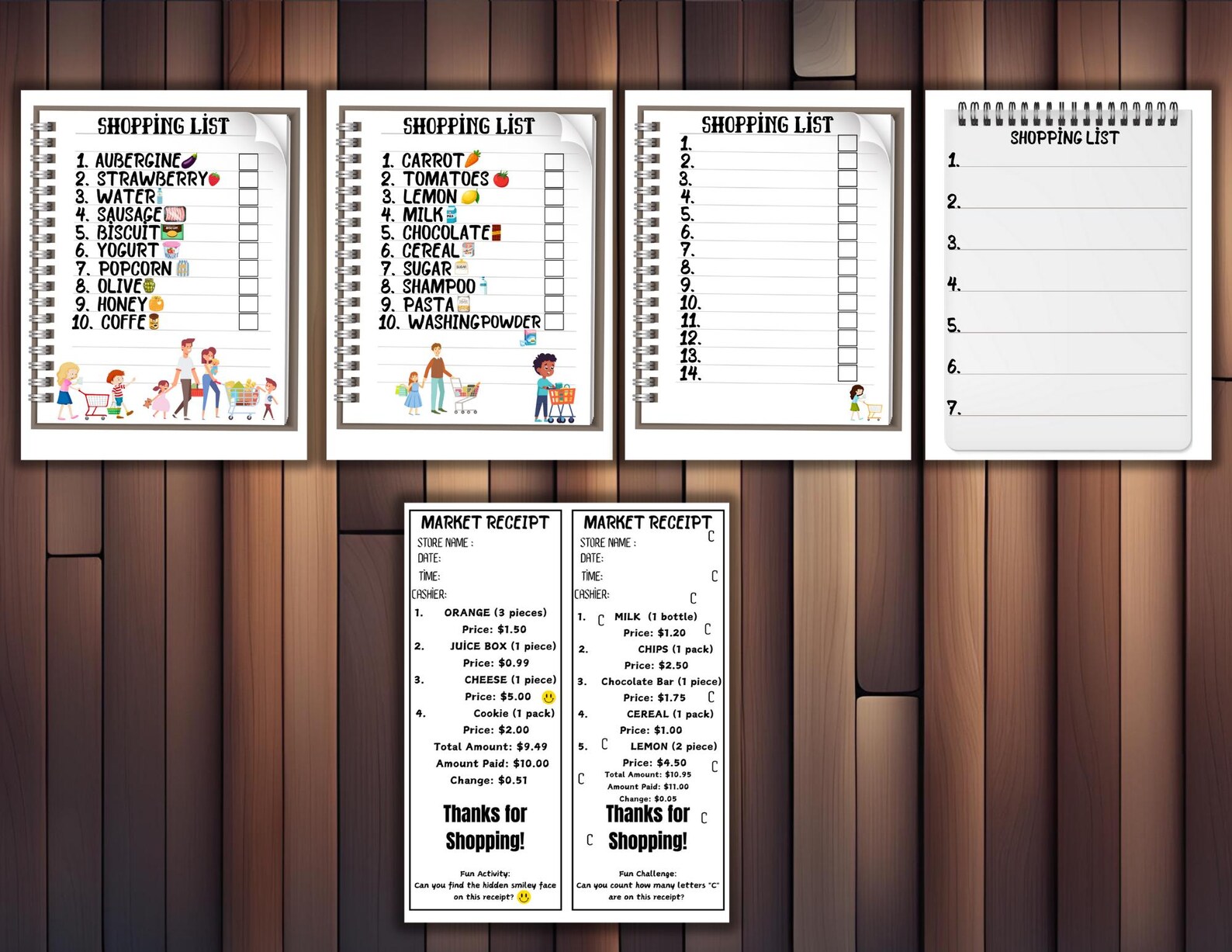 Shopping List Game,pretend Play Grocery,supermarket Dramatic Play ...