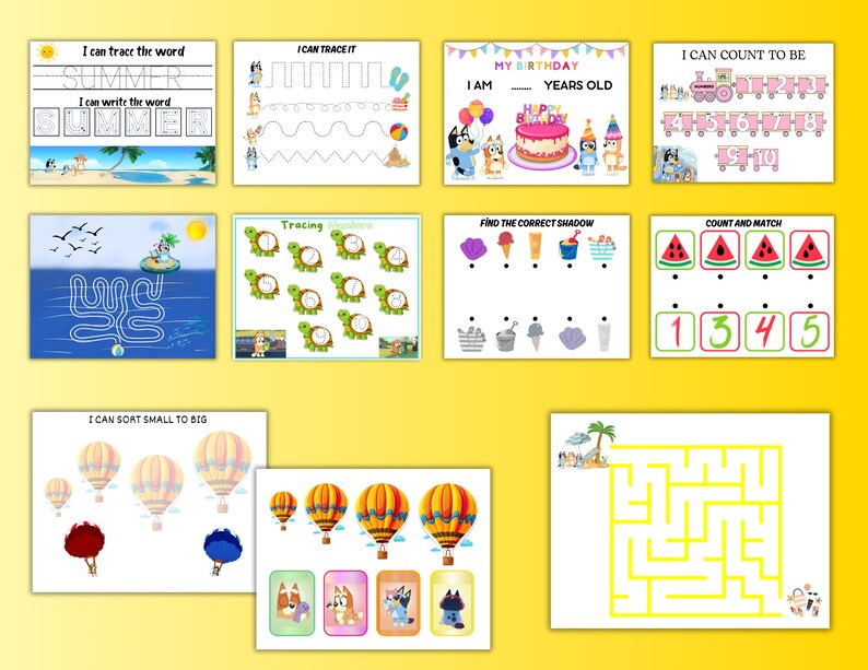 Bluey Summer Busy Book,busy Book Printable,toddler Learning Binder ...