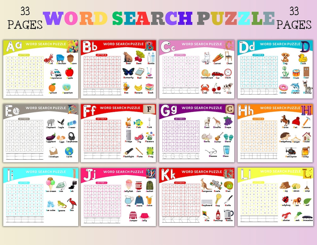 Back to School Word Search,alphabet Word Search,kids Word Search Puzzle ...
