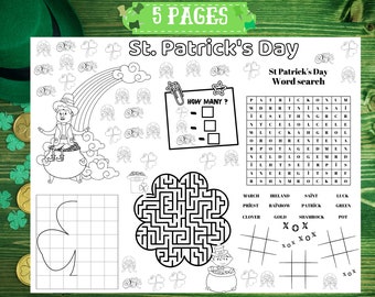 St. Patrick's Day, Coloring Placemat, St. Patrick's Day Activity ...