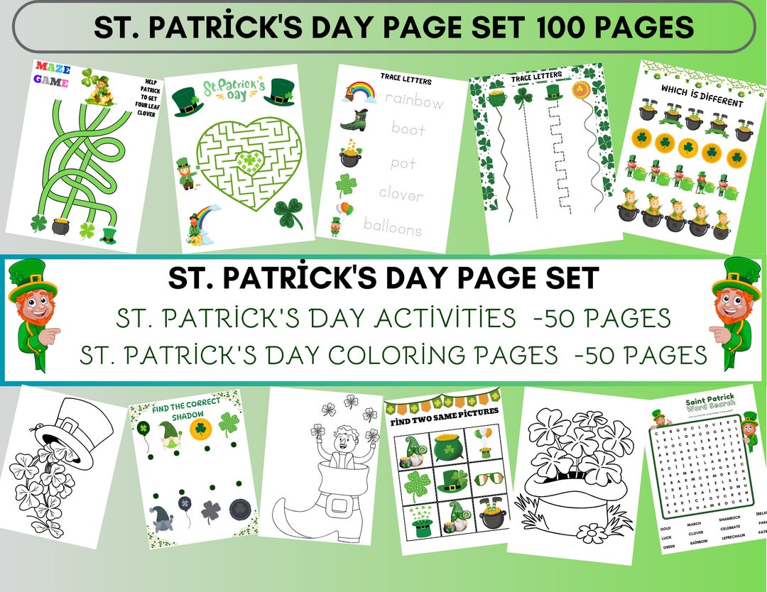 St. Patrick's Day Printable Kids Activity Bundle, St Patrick's Day ...