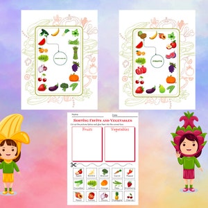 Fruits and Vegetables Sort, Fruits and Vegetables Match,homeschool ...