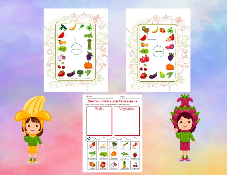 Fruits and Vegetables Sort, Fruits and Vegetables Match,homeschool ...