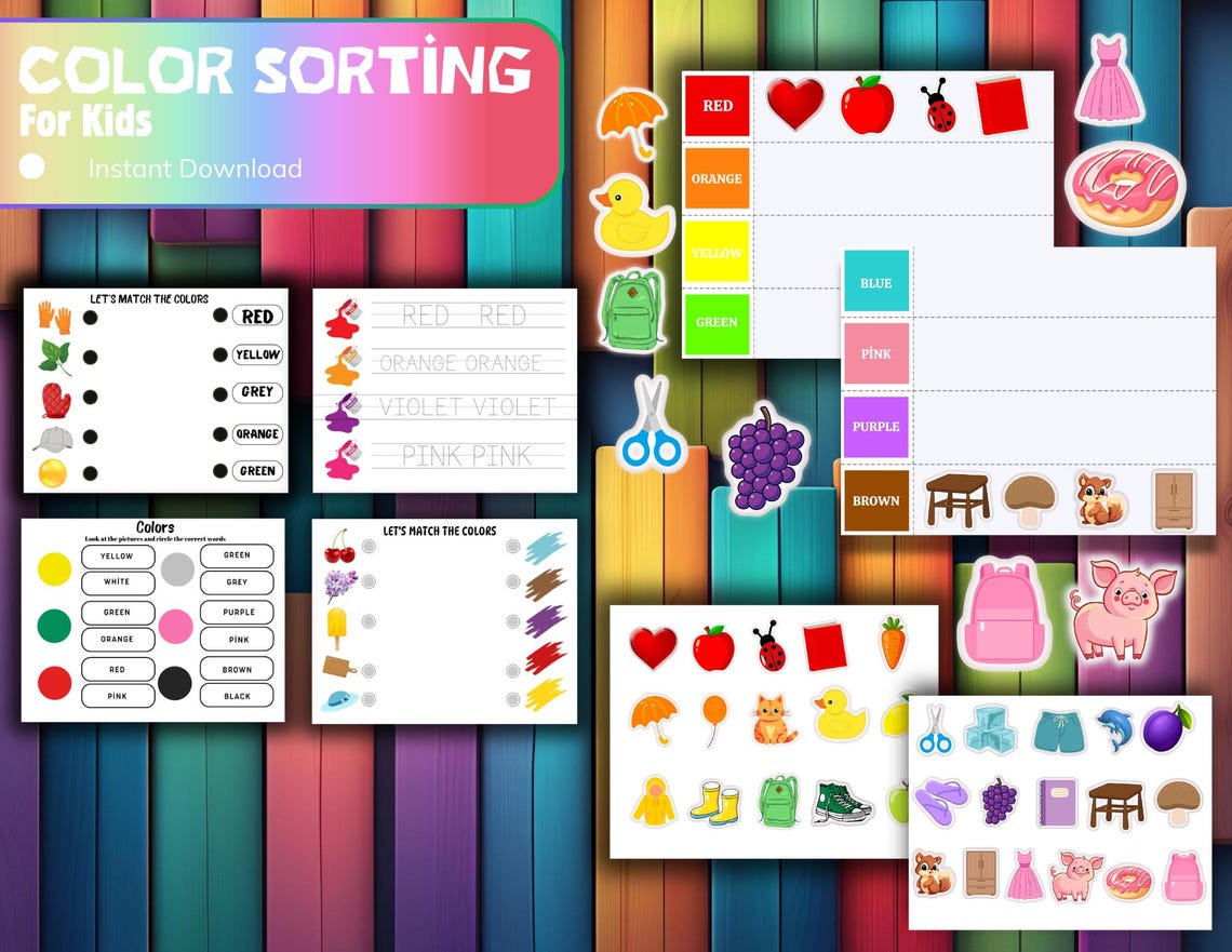 Color Sorting Activities - Color Matching Games - Toddler Busy Book ...