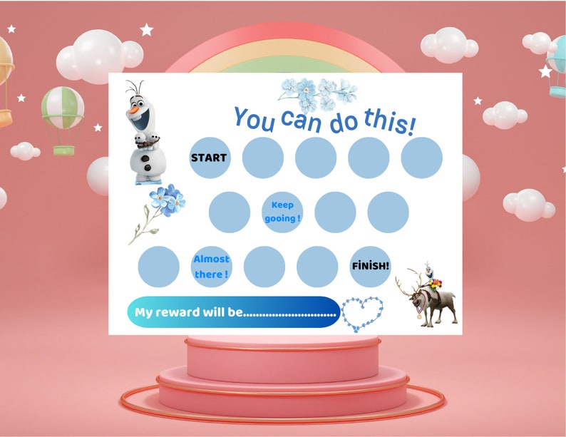 Printable Frozen Reward Chart, Girls Sticker Chart, Instant Download ...