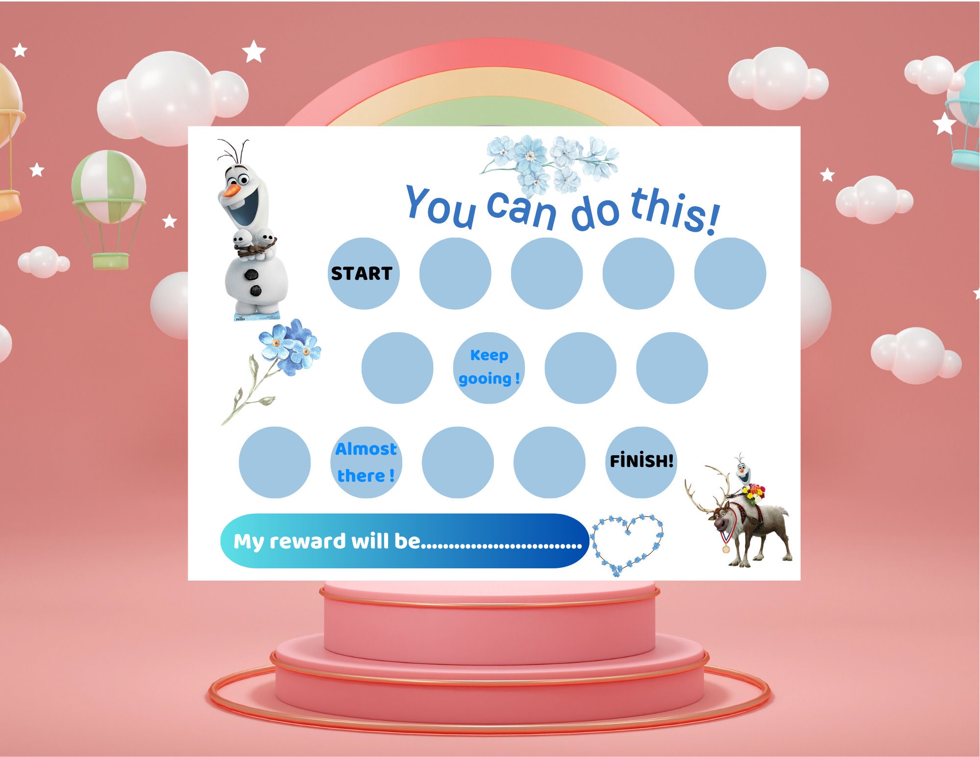 Printable Frozen Reward Chart, Girls Sticker Chart, Instant Download ...