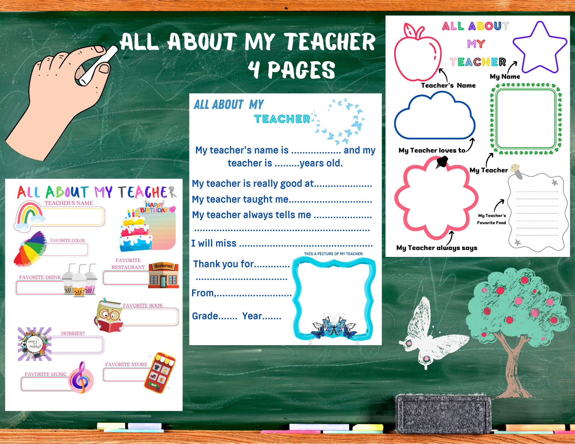 All About My Teacher Survey, Back to School Teacher Questionnaire ...