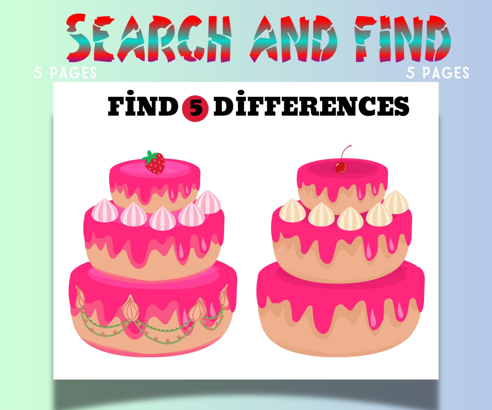 Search and Find Cake Activity Printable -5 Pages I Spy Game for Kids ...