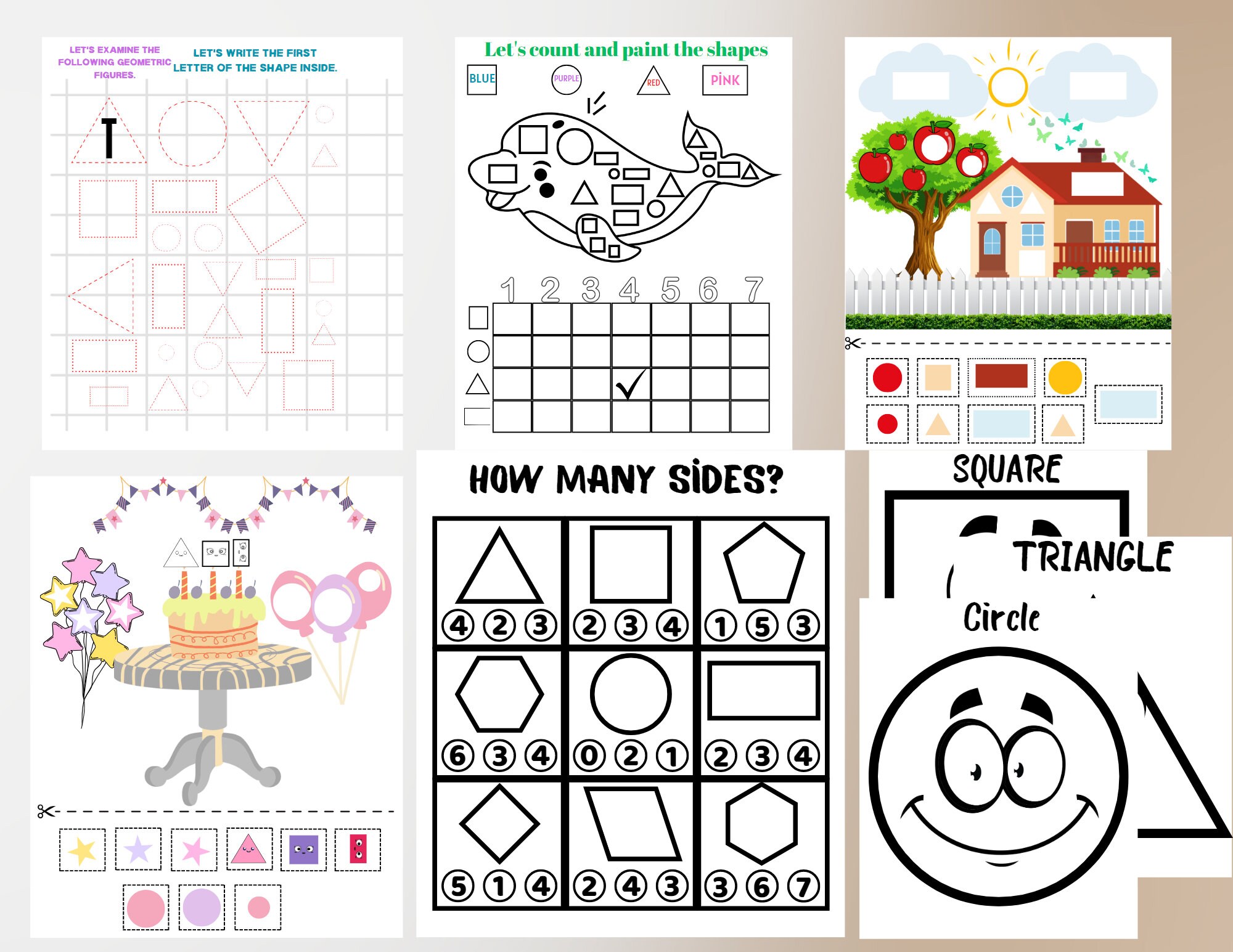 Geometric Shapes,shape Recognition,learning Geometry,shape Workbook ...