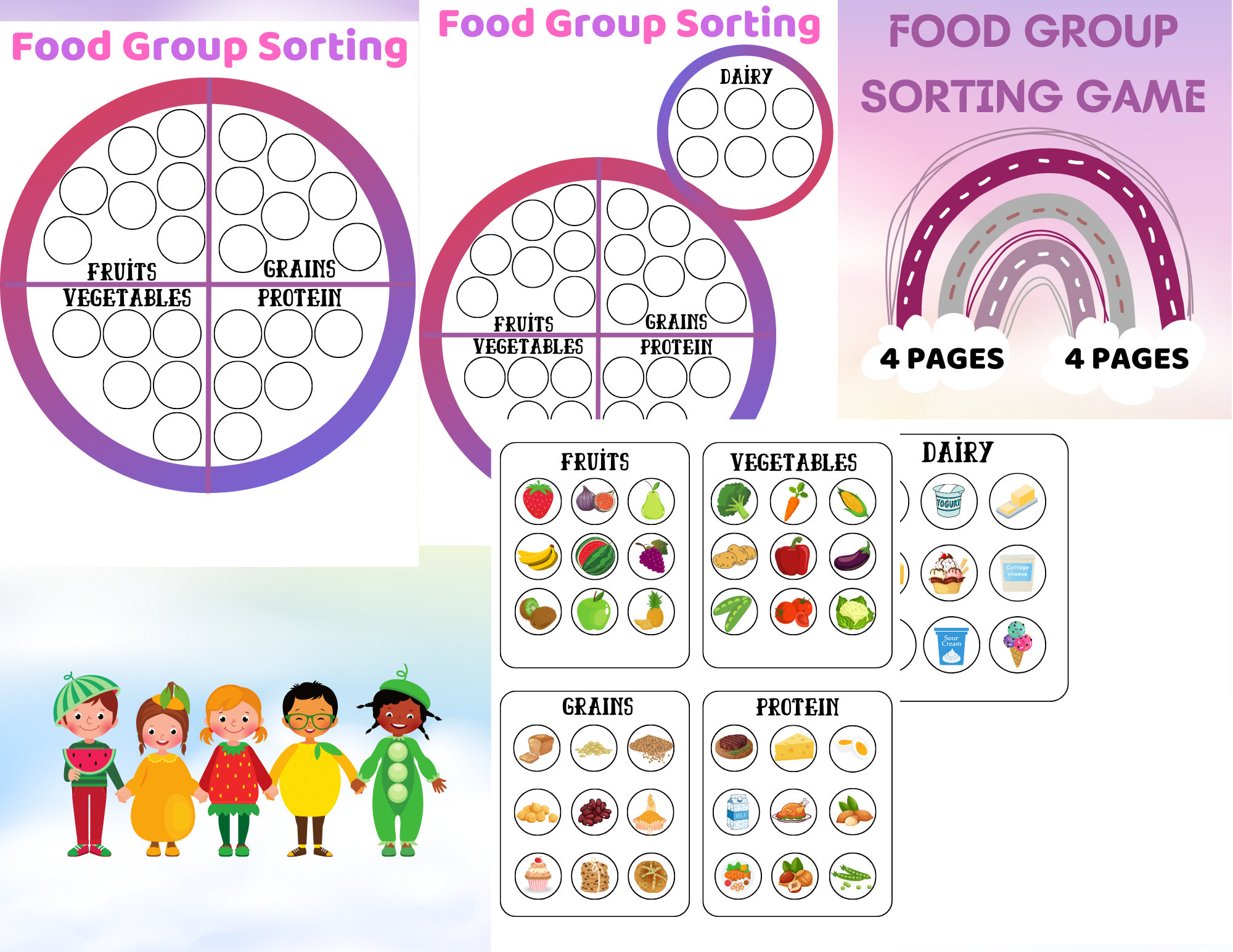 Food Group Sorting Activity Game, Food Plate Activity, Homeschool ... Food Group Sorting Activity Game, Food Plate Activity, Homeschool ...