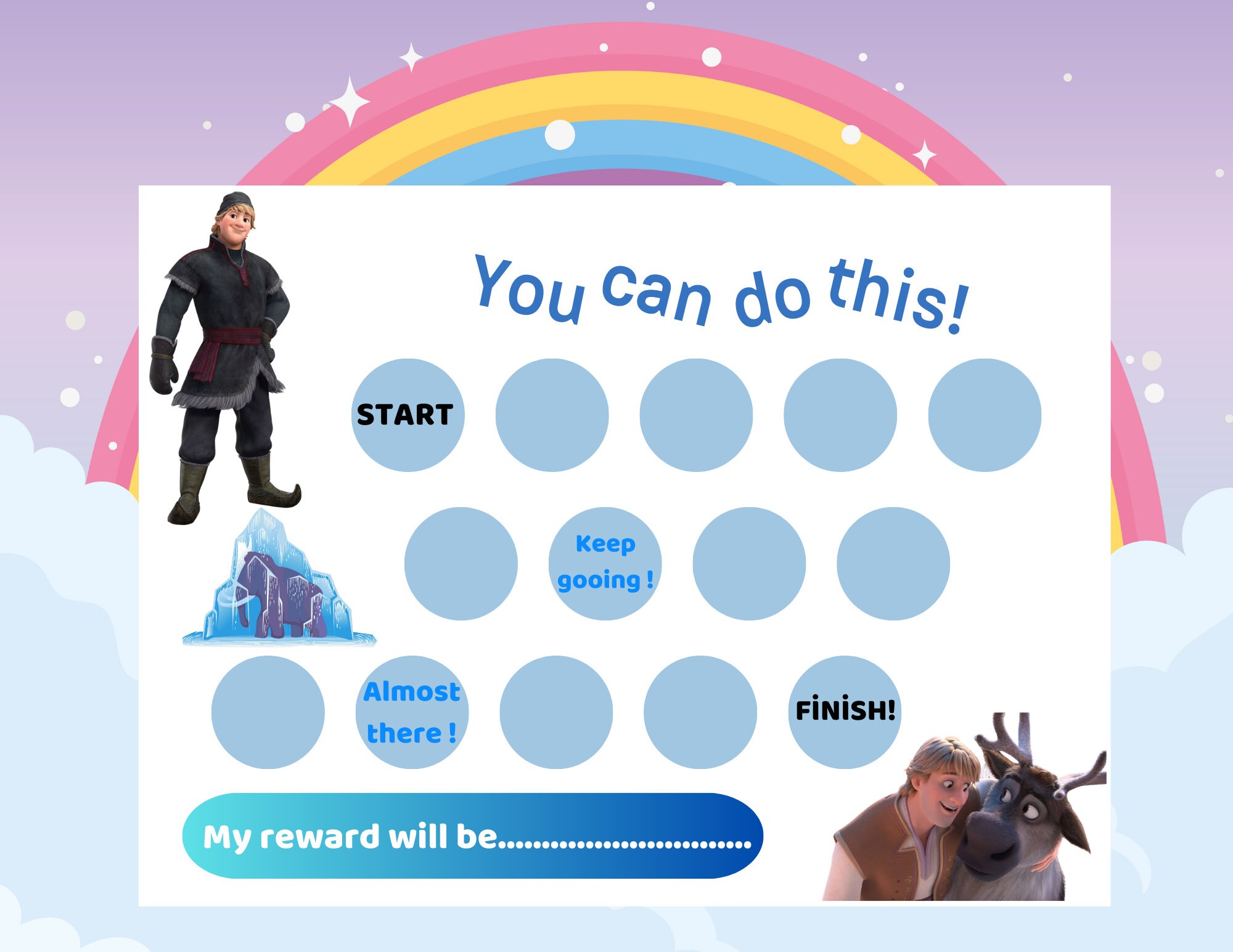 Printable Frozen Reward Chart, Girls Sticker Chart, Instant Download ...