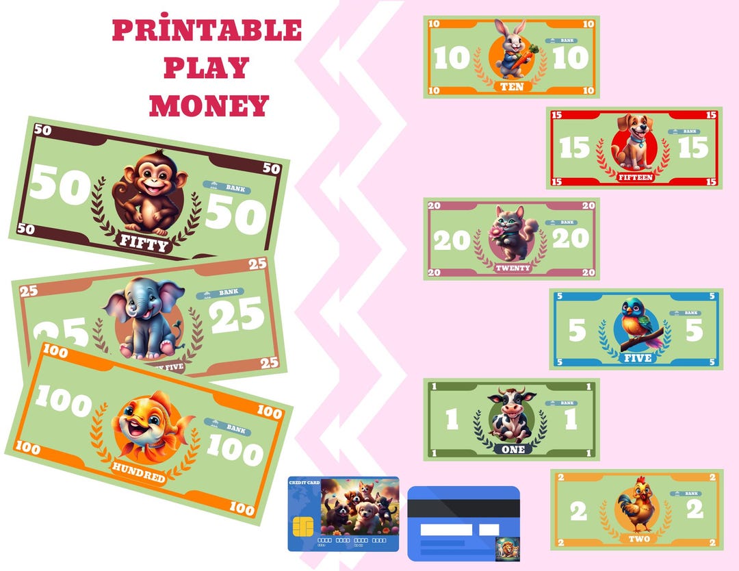 Play Money Printable,editable Play Money,pretend Play Money,play Money ...