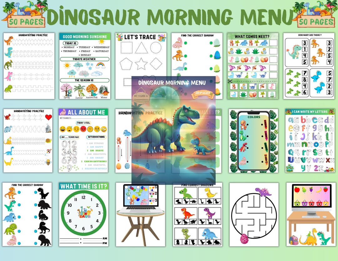 Dinosaur Morning Menu | Toddler | Preschool | Kindergarten | Montessori ...