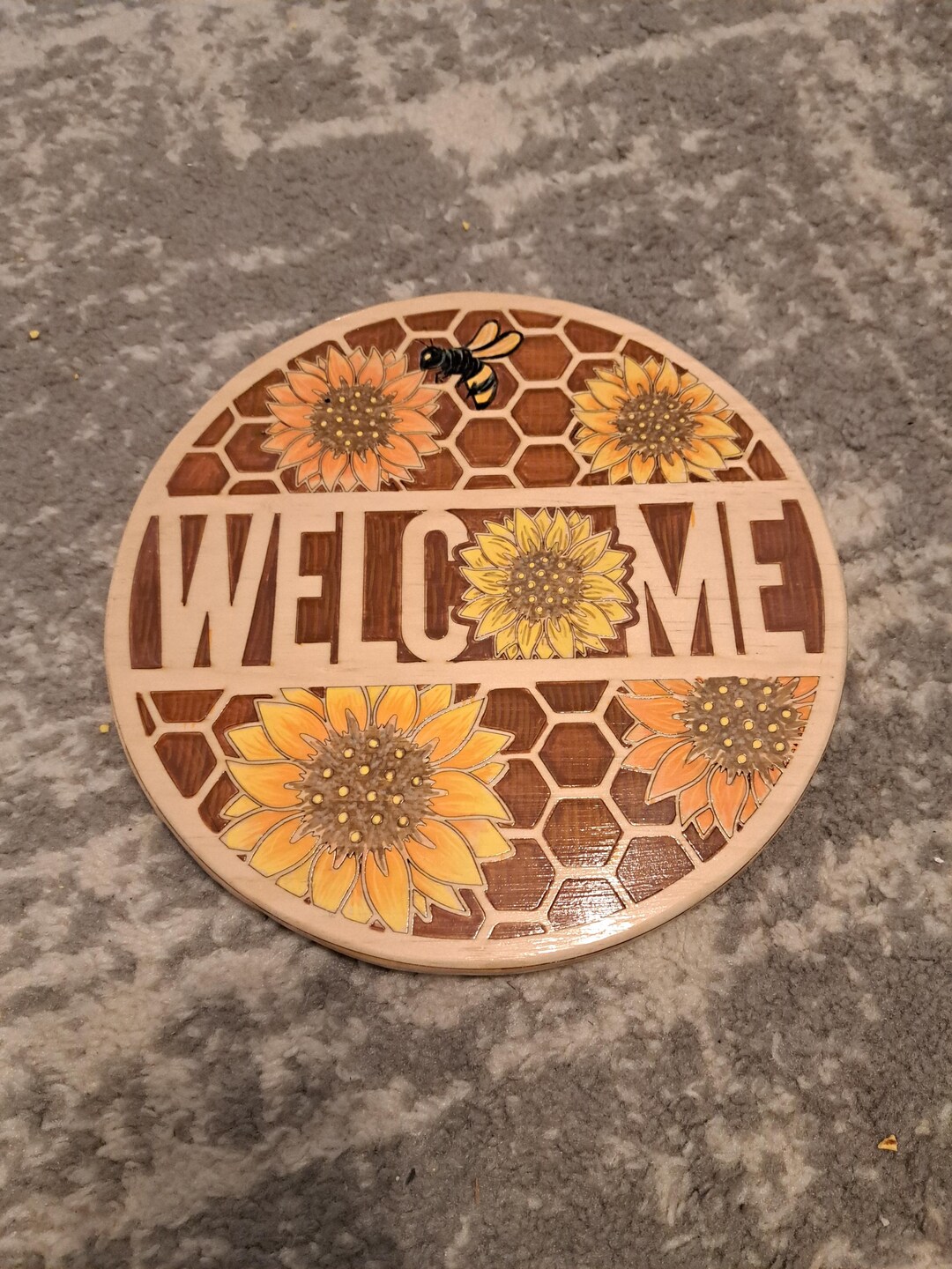 Welcome Brown Bee Sign - Etsy