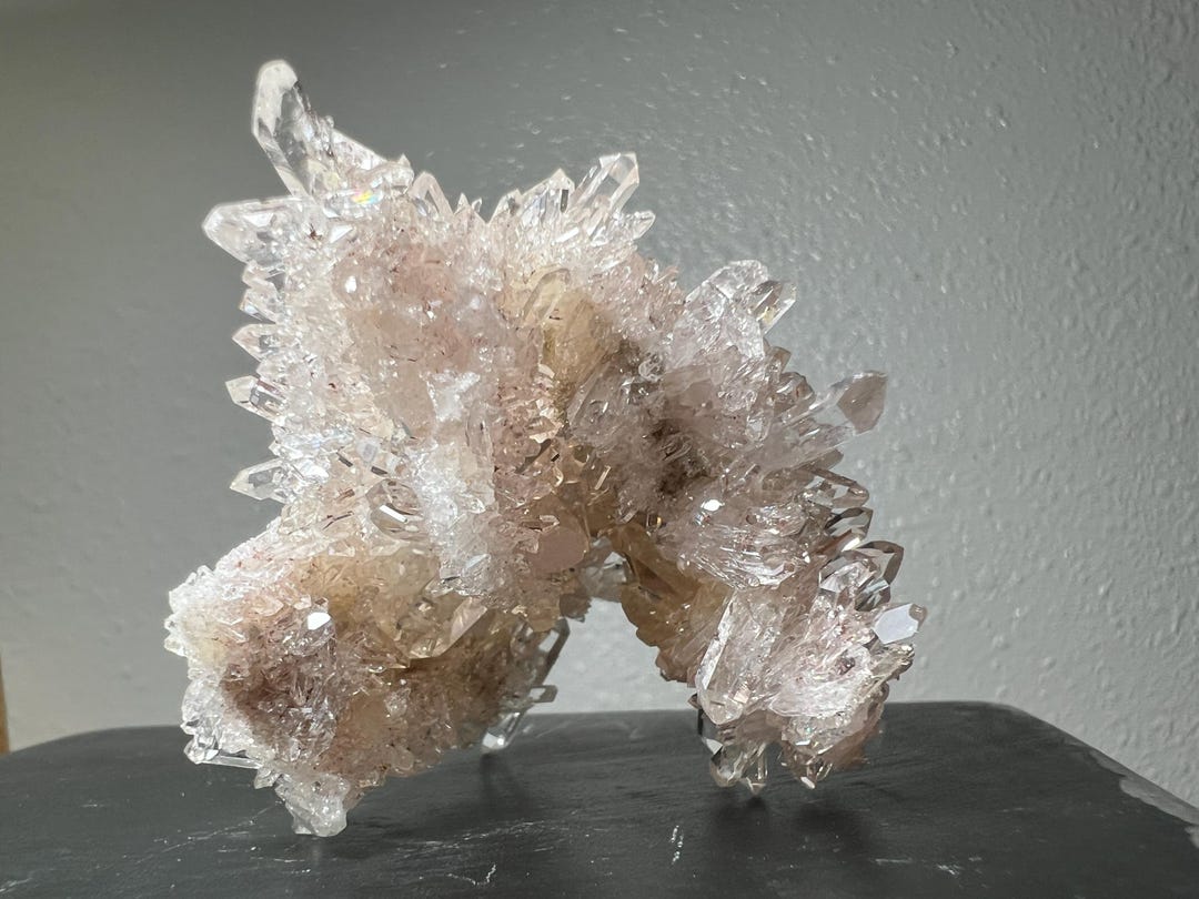 Lemurian Needle Quartz Cluster, Pink Hue Specimen, Colombia Crystal - Etsy
