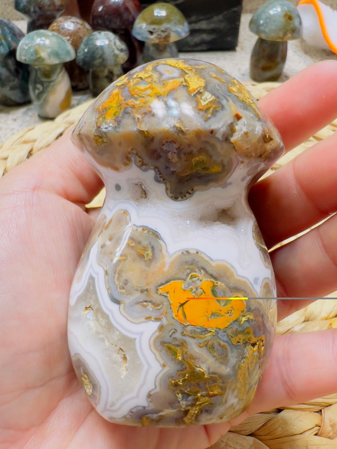 8th Vein Druzy Moss Agatized Ocean Jasper Mushroom With Fortification/banded Agate From ...