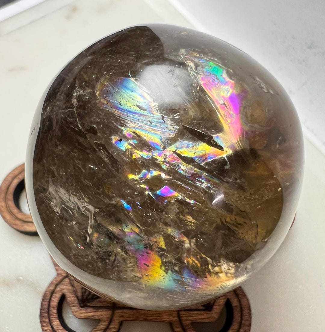Rainbow Explosion Smoky Quartz Egg: Rare Crystal Healing Stone - Etsy