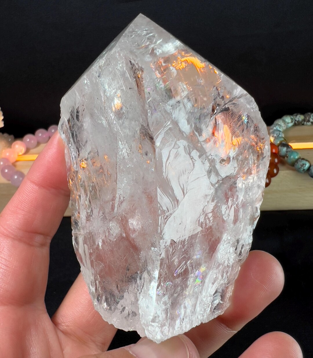 Large Clear Quartz Crystal With High Clarity and Lots of Rainbows Rare ...