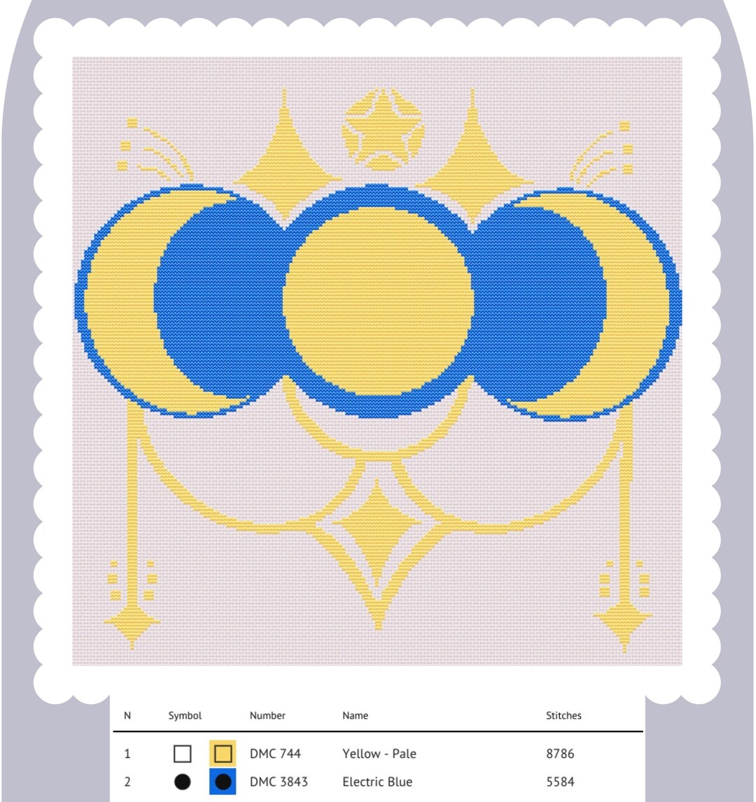 Mandala Cross Stitch Pattern Guide, Moon Cycles, Celestial Design With ...