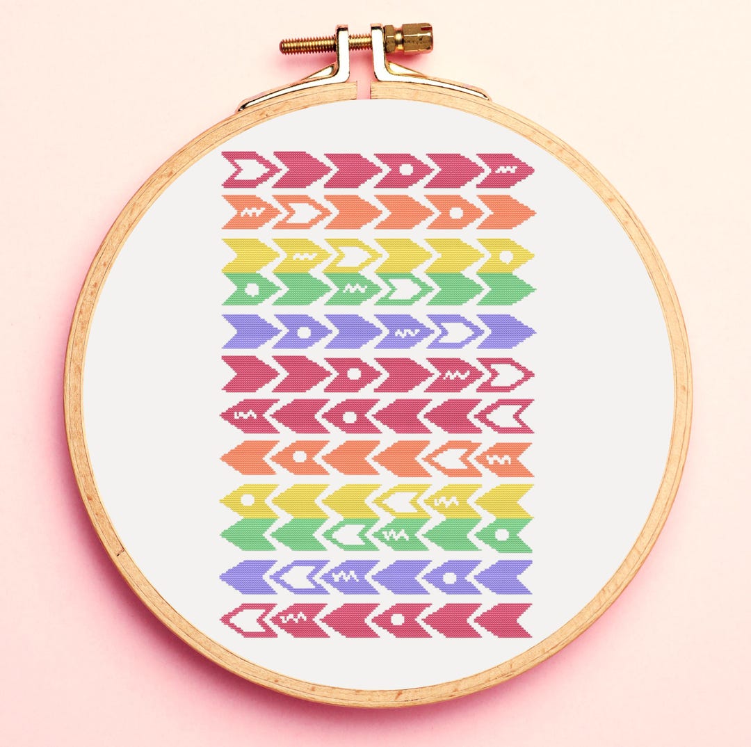 Rainbow Arrows, Hand Drawn Design Cross Stitch Pattern, Instant ...