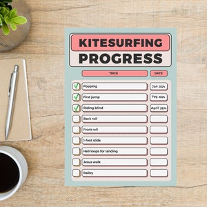Kitesurfing Progress Tracker Poster, Personalized Kiteboarding Trick ...