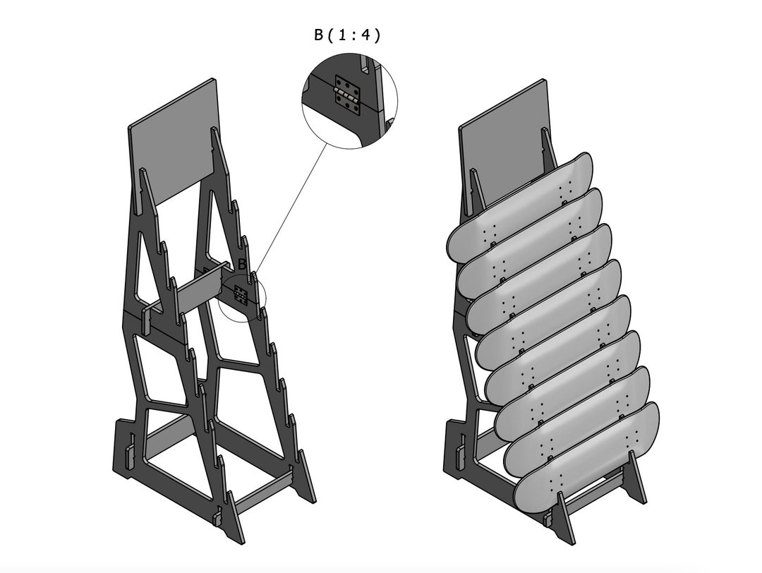 Portable Skateboard Display Rack, Longboard/snowboard/kiteboard Floor Rack for 8 Boards, Compact ...