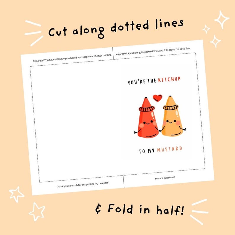 PRINTABLE Greeting Card - Ketchup Greeting Card - Instant Download Card ...