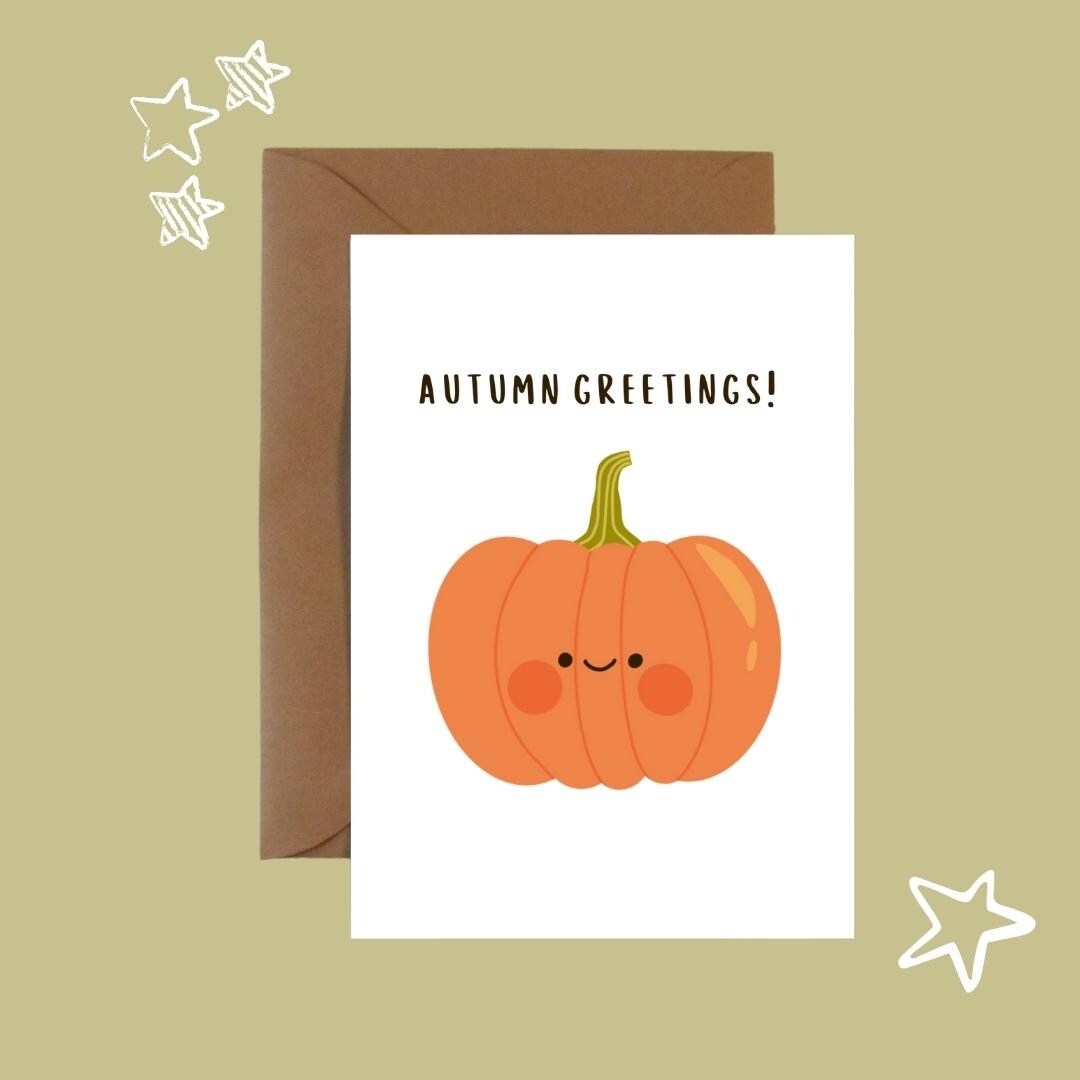 Cute Pumpkin Greetings Card - Autumn Printable Card (instant Download ...