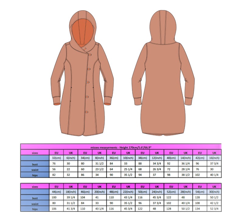 Coatigan Darina | PDF Sewing Pattern + Step by Step Tutorial - Etsy