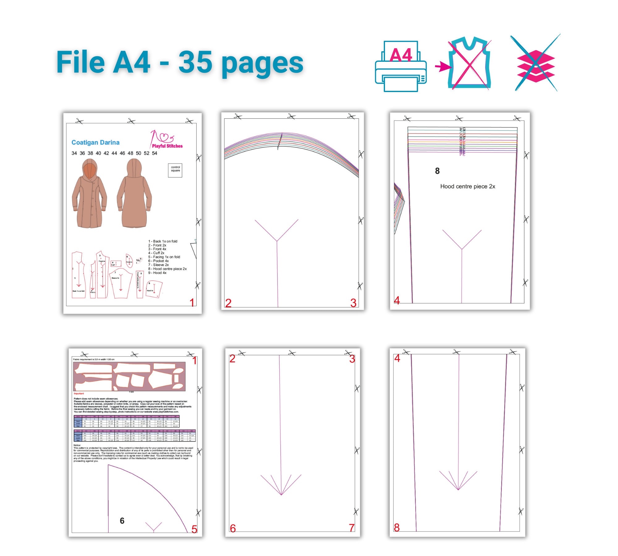 Coatigan Darina | PDF Sewing Pattern + Step by Step Tutorial - Etsy