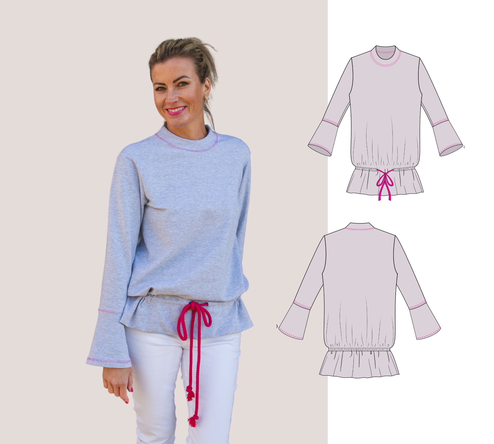 Sweatshirt Evelina | PDF Sewing Pattern + Step by Step Tutorial - Etsy