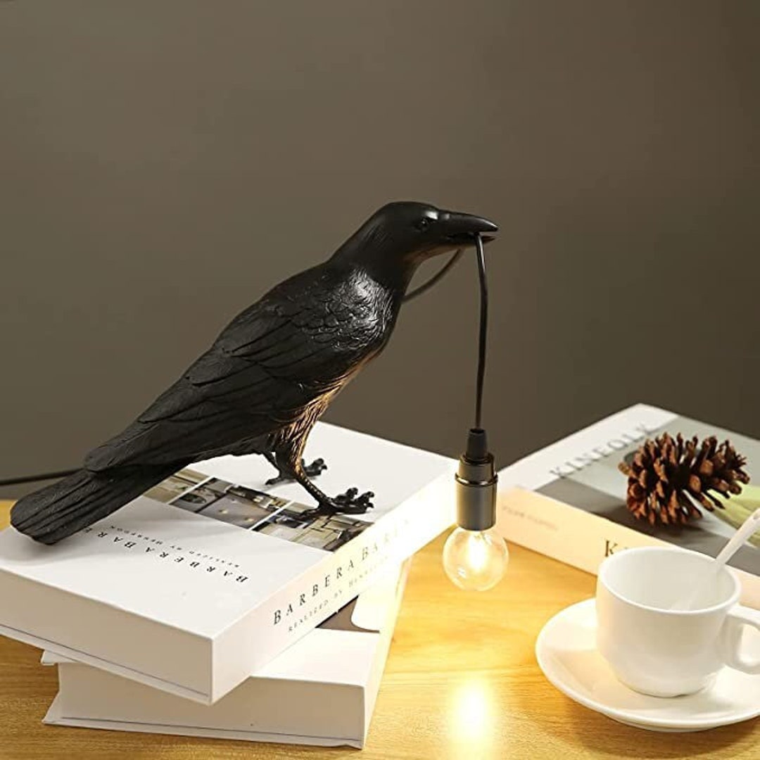 Creepy Black Crow / Raven Table Lamp or Wall Lamp - Etsy