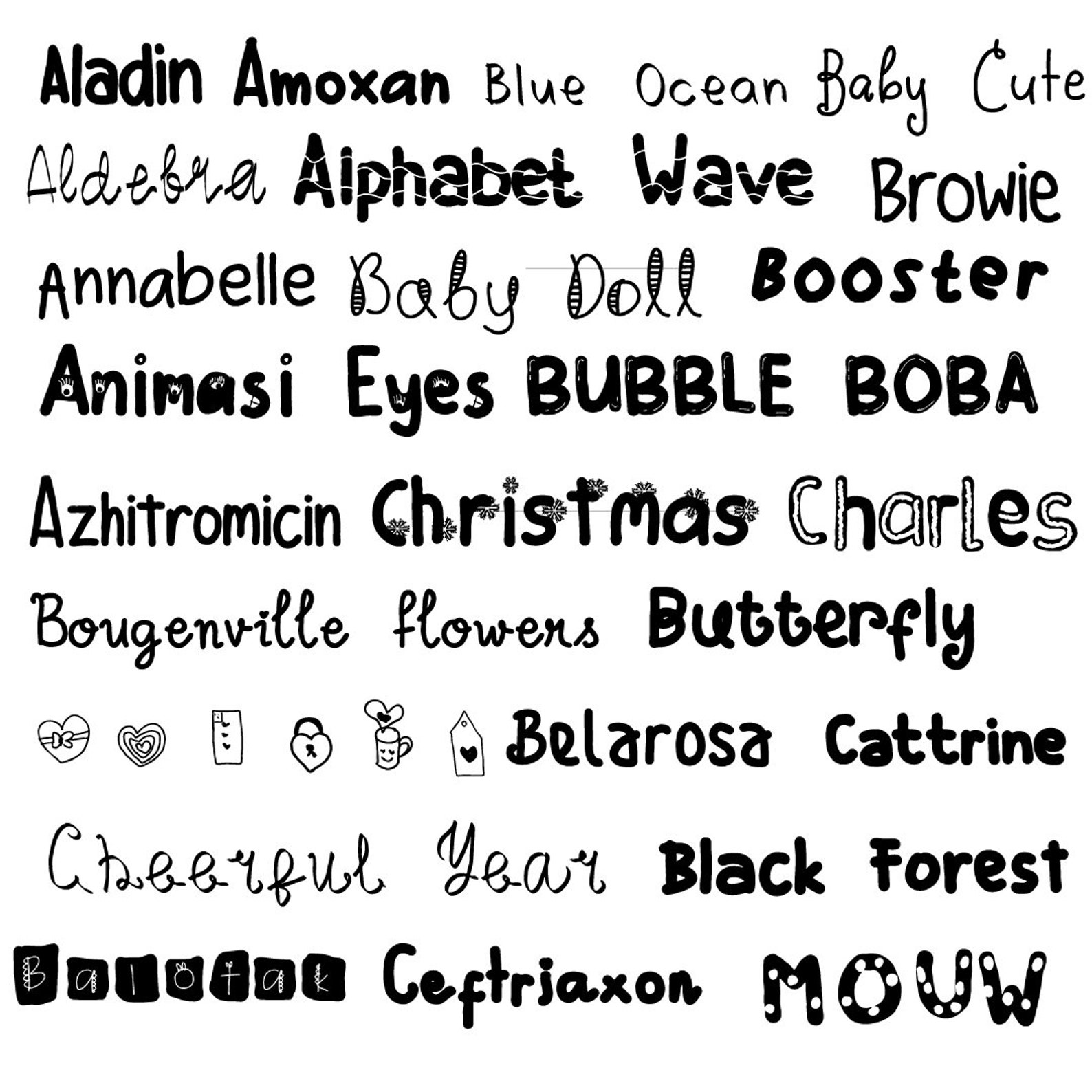 The Ultimate 130 Fonts - Font Bundle Ttf Heart Font, Cricut, Canva Font ...