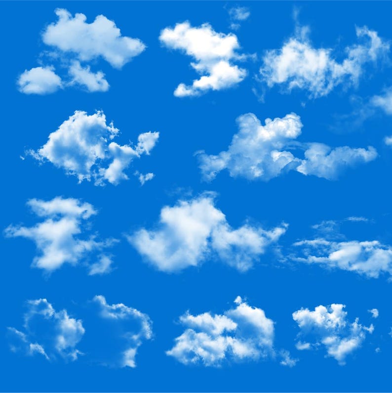 100 Cloud Overlays: 4K Transparent PNG Clipart (digital Download) - Etsy UK